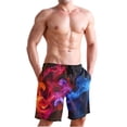 Blue and Red Flame Mixture Men's Swim Trunks Beach Shorts Bathing ...