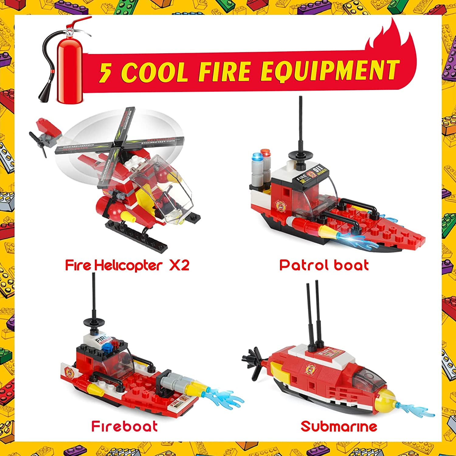 Buy City Fire Station Building Blocks Kit, STEM Firefighter Fire Rescue ...