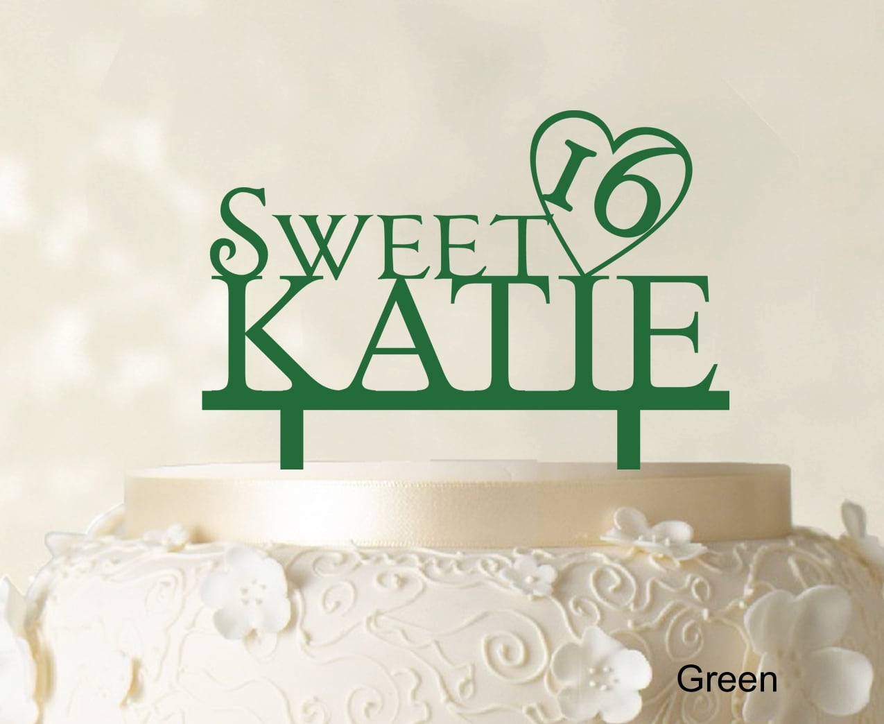 "Personalized Birthday Cake Topper Green Cake Topper Color Option ...