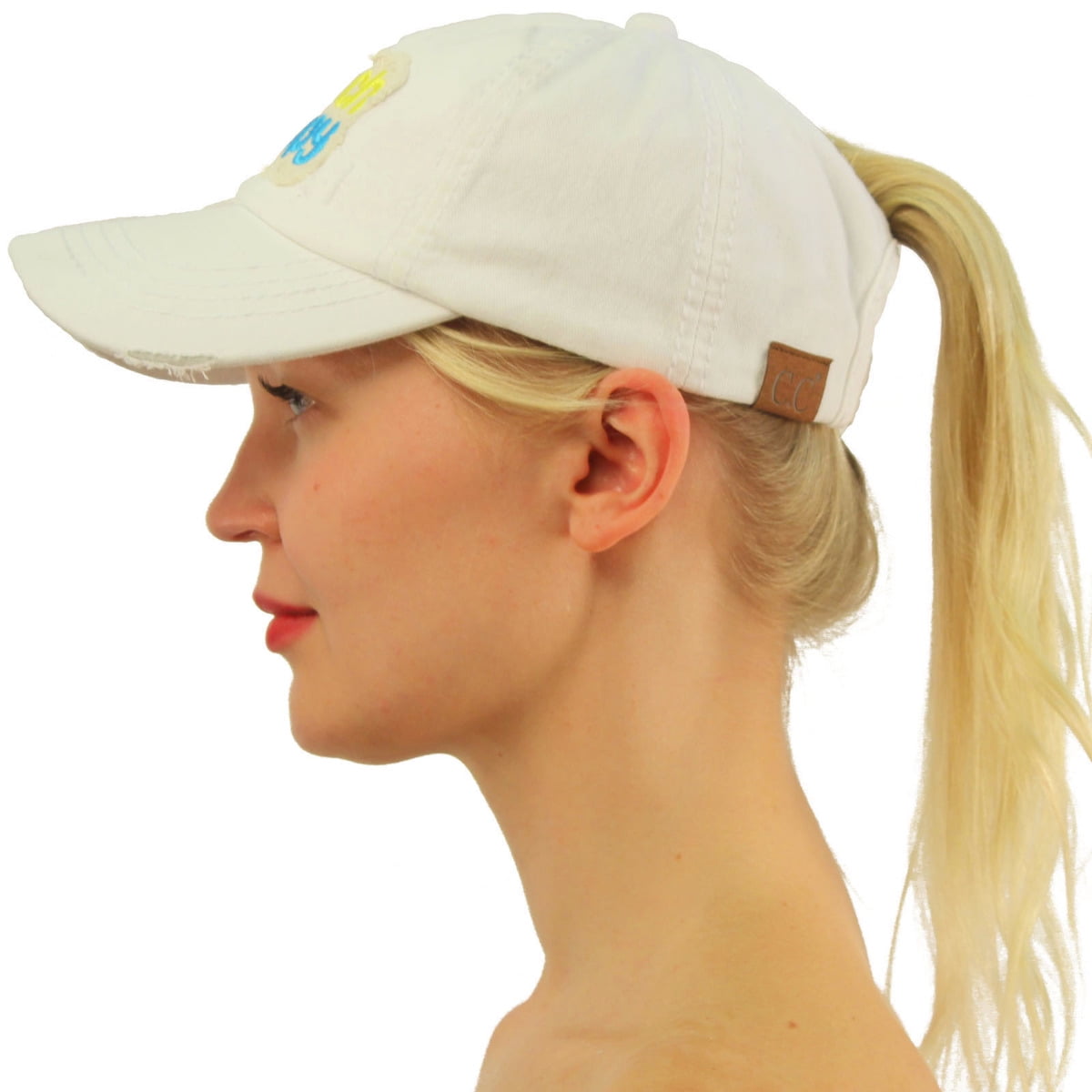 C.C Ponytail Messy Buns Trucker Ponycaps Plain Baseball Visor Cap Dad ...