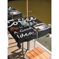 Coffee Beans Square Outdoor Tablecloth with Umbrella Hole Coffee Cup ...