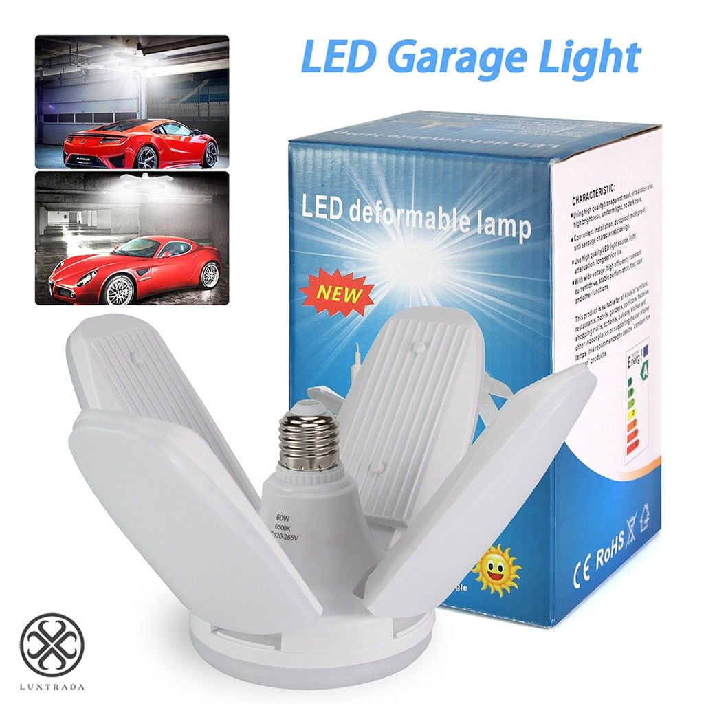 Luxtrada E27 60W LED Garage Light Bulb Deformable Ceiling Fixture ...