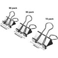 150 Pcs Black Binder Clips Assorted Sizes Silver Paper Clamps Clips ...