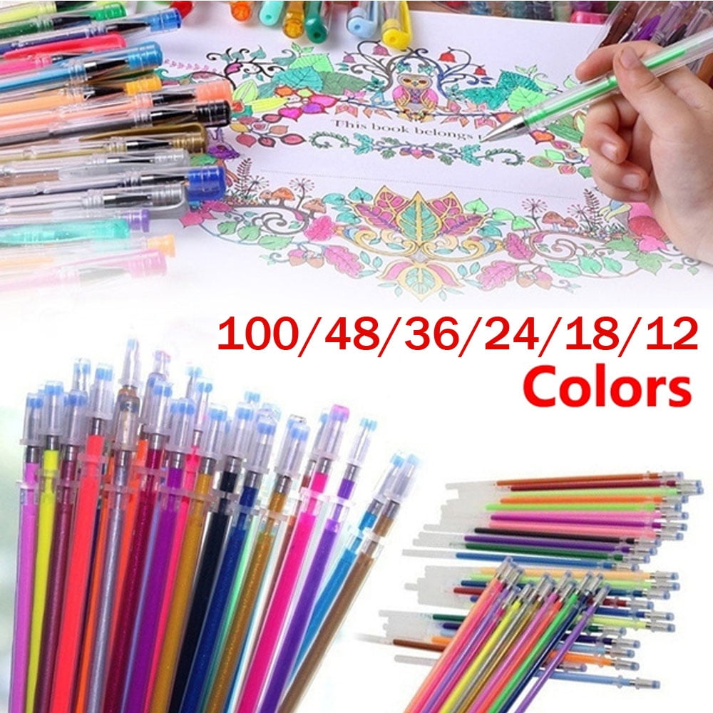 100 colors School Supplies Stationery Color Gel Pens Set Glitter Pastel ...