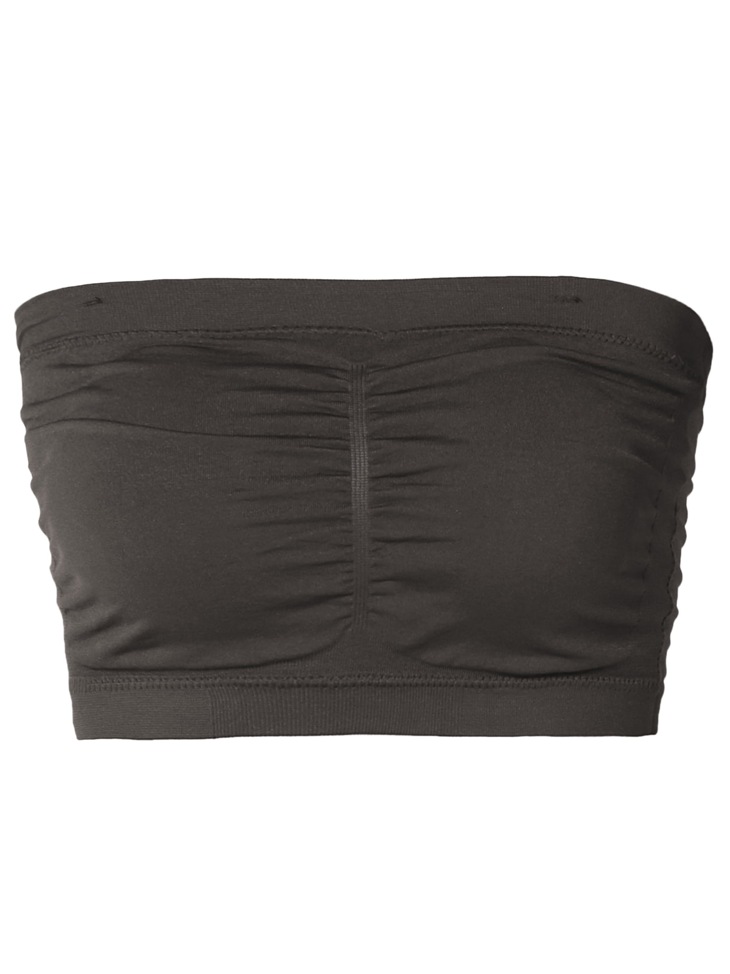 Ladies Basic 7" Seamless Padded Tube Top Sports & Fitness Bra Bandeau ...