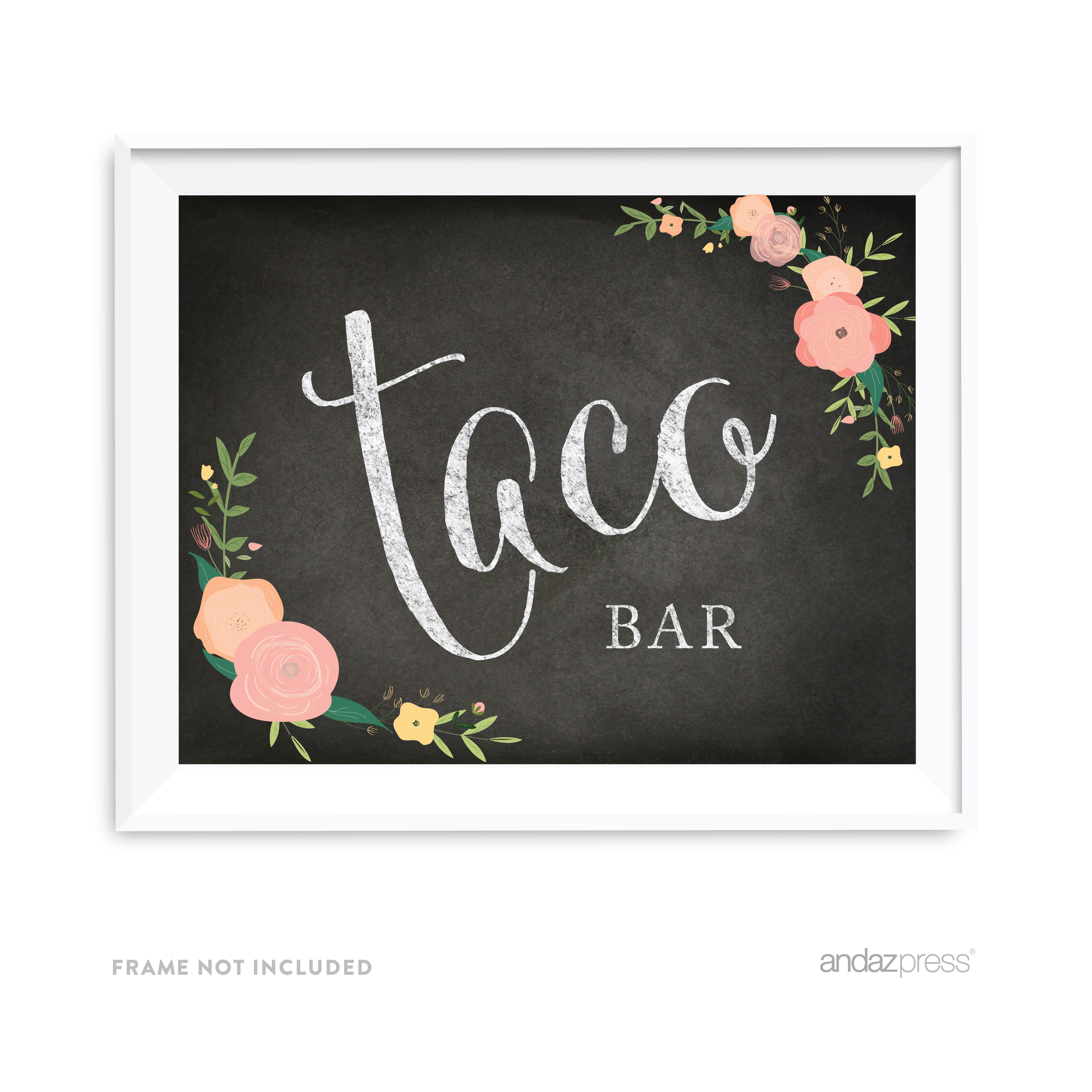 Taco Bar Chalkboard & Floral Roses Wedding Party Signs - Walmart.com