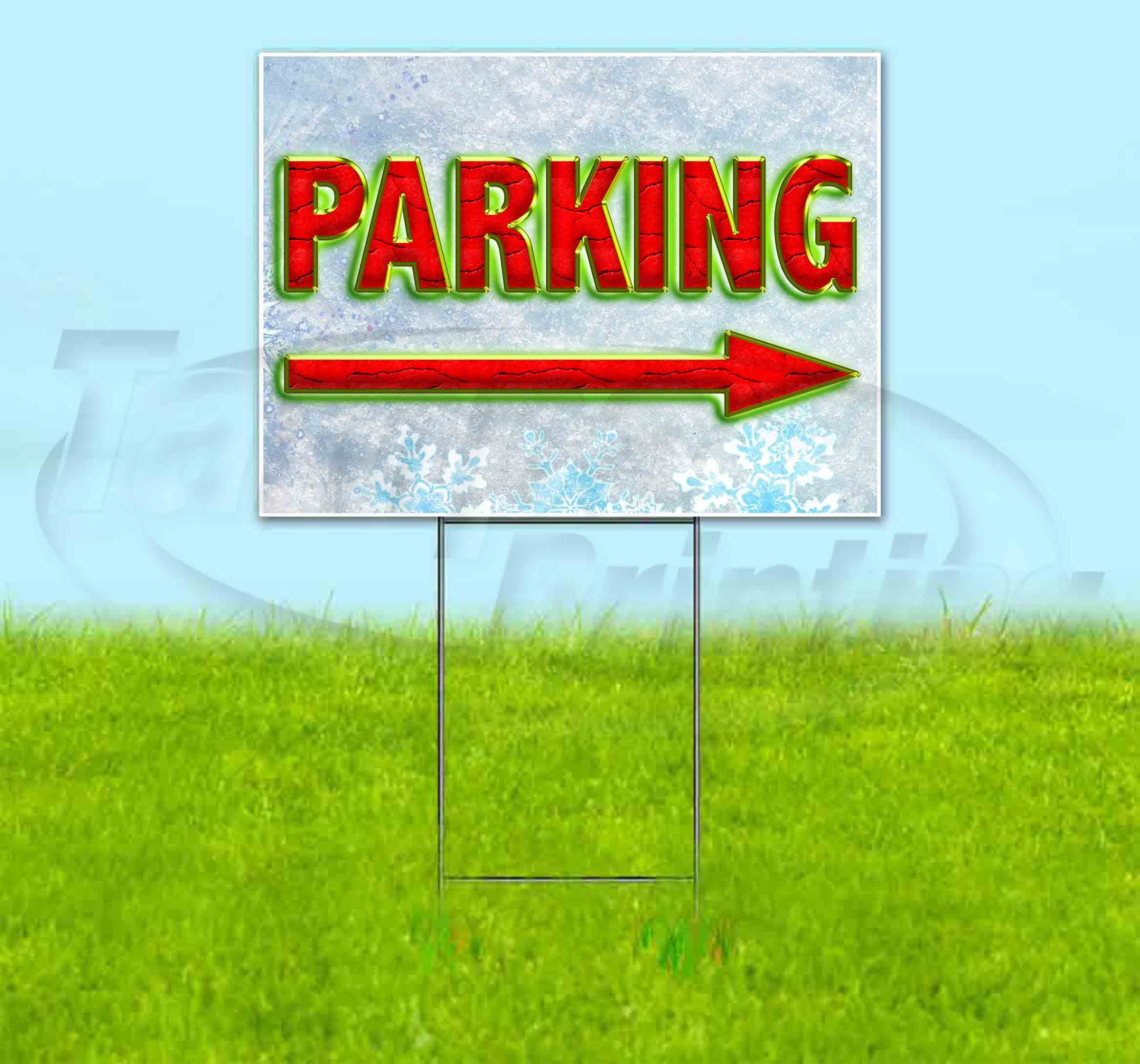 Parking Arrow (18" x 24") Yard Sign, Includes Metal Step Stake ...