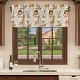 Cartoon Lions Giraffe Tiger 2 Panels Kitchen Valance, Cute Animal Leaf ...