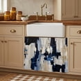 Blue White Abstract Cabinet Curtains 28" W x 35" L, Color Block Modern ...
