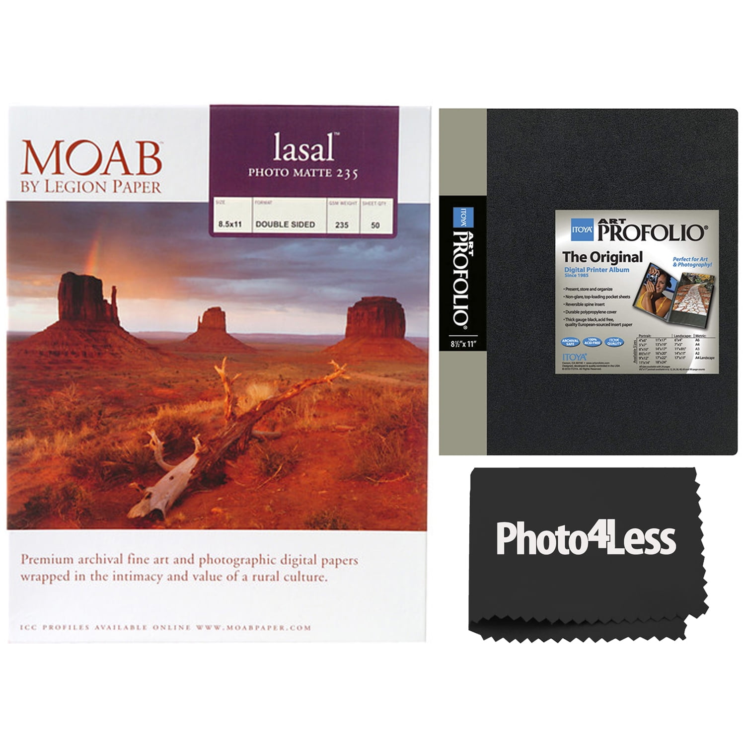 Itoya Art Profolio Storage Display Book 8.5" x 11" + Moab Papers Lasal Photo Matte 235 8.5 x 11 ...