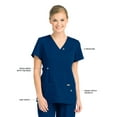 grey's anatomy women's junior fit 3 pocket mock wrap scrub top, indigo ...