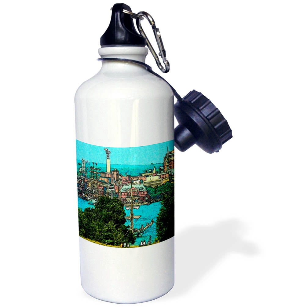 City of New London Cartoon on Canvas 21 oz Sports Water Bottle wb-26301 ...