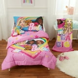 Barbie Toddler Bedding, 5Pc Set, Comforter, Sheet, Pillowcase, Throw ...