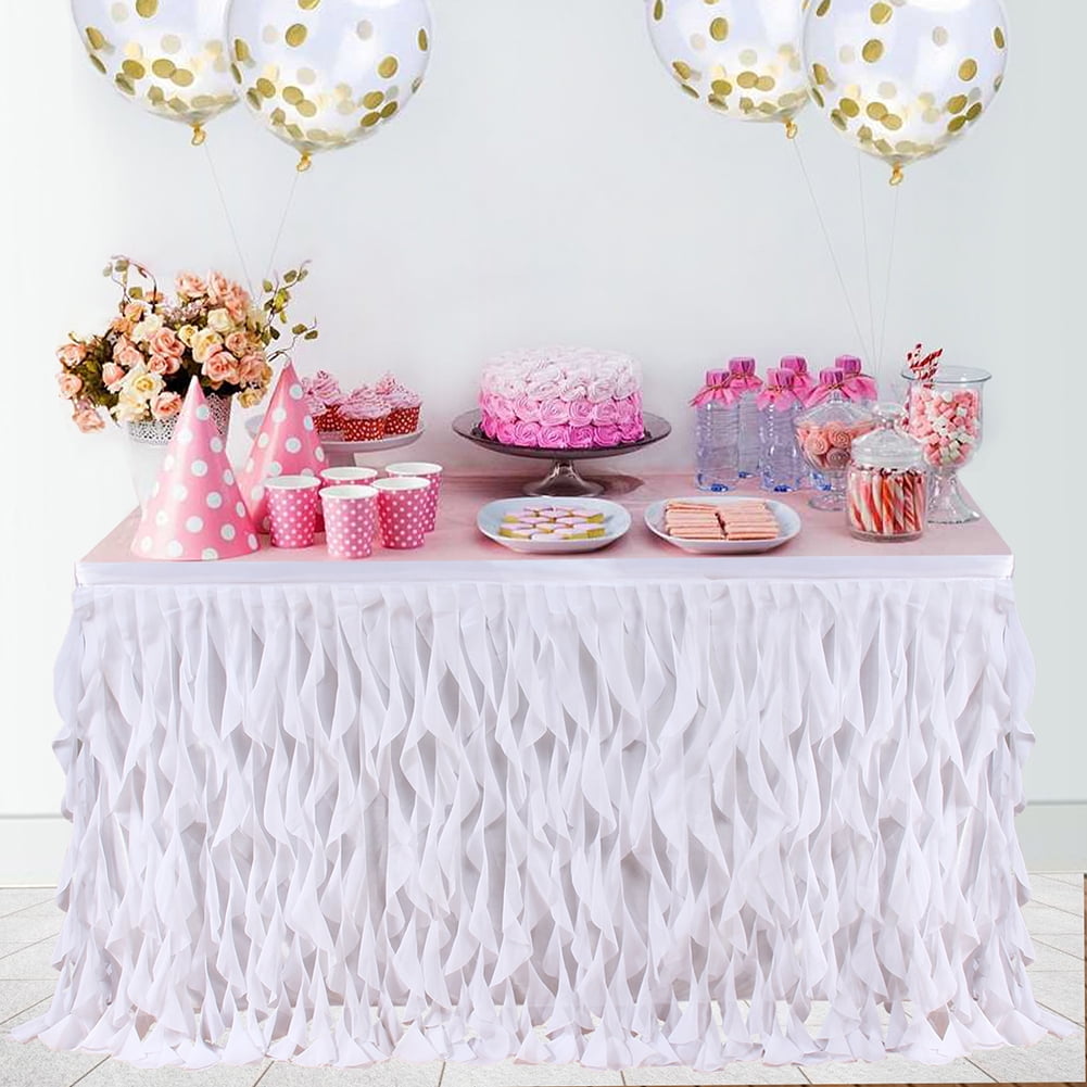 6 FT Tulle Tutu Table Skirt,Curly Willow Ruffle Table Skirt for ...