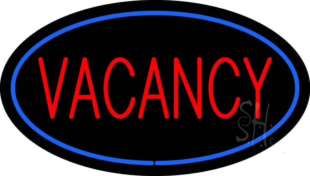 Vacancy Oval Blue LED Neon Sign 13 x 24 - inches, Black Square Cut ...