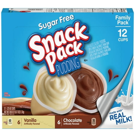 Snack Pack Sugar Free Vanilla & Chocolate Pudding, 3.25 oz, 12 count ...