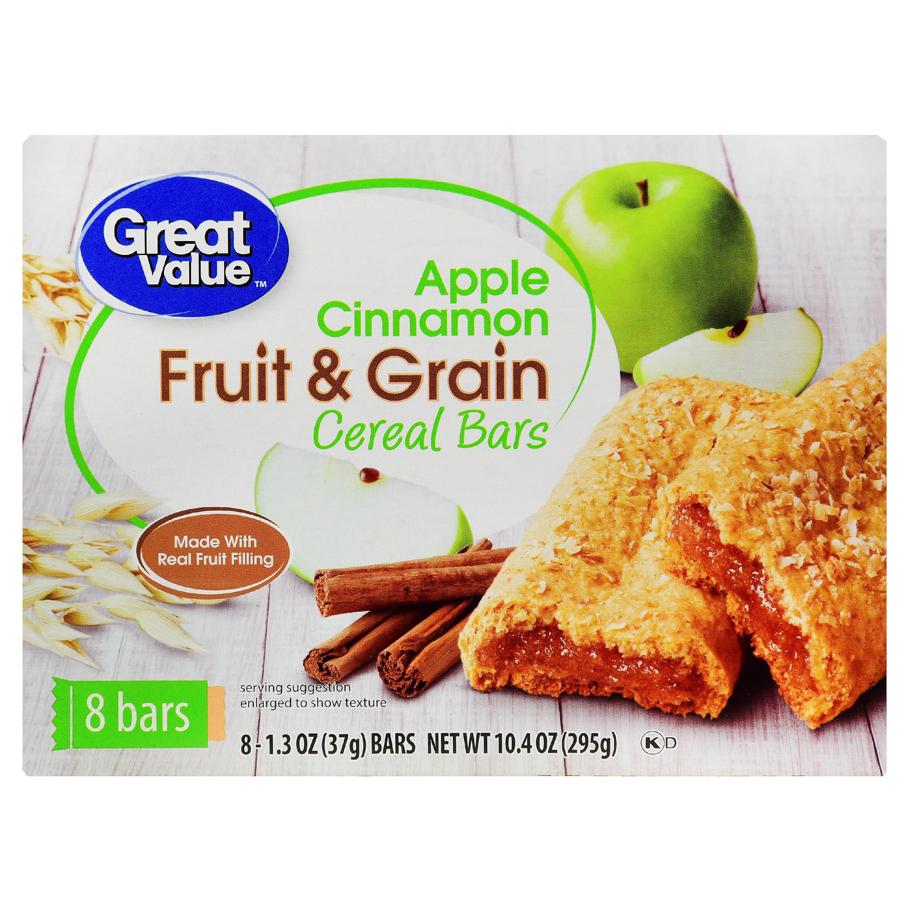 Great Value Fruit Grain Cereal Bars Apple Cinnamon 10 4 Oz 8 Count Great Value Fruit Grain Cereal Bars Apple Cinnamon 10 4 Oz 8 Count