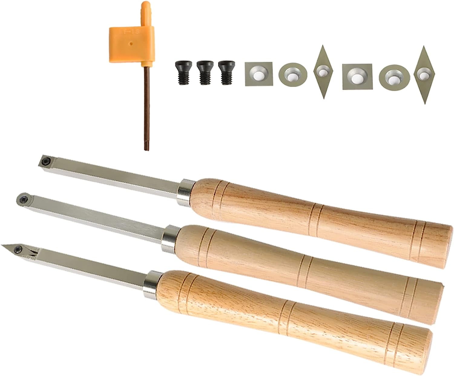 PET-U Carbide Woodturning Lathe Tool Set, Includes Diamond Shape, Round ...