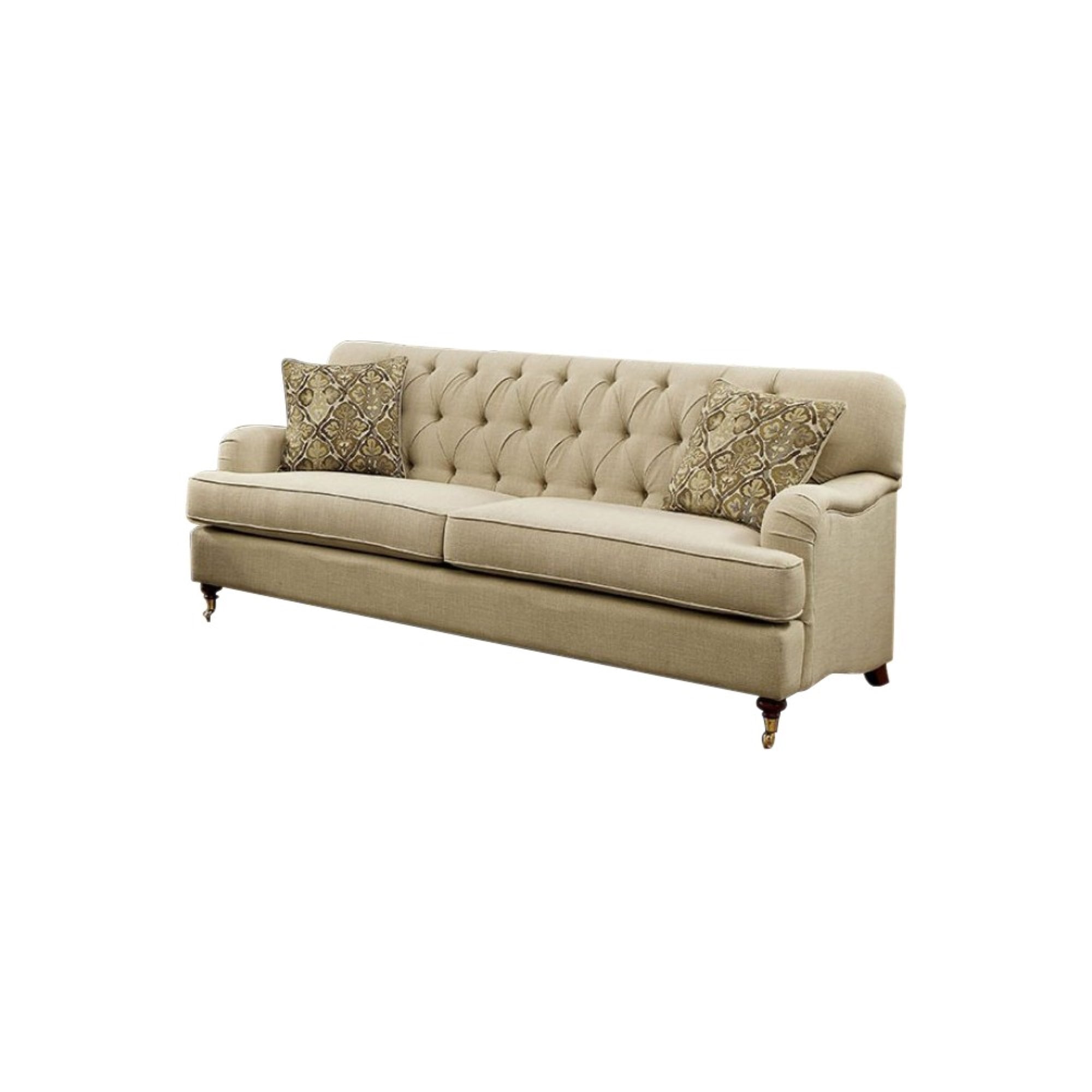 Laney Transitional Style Tufted Comfy Sofa, Beige - Walmart.com