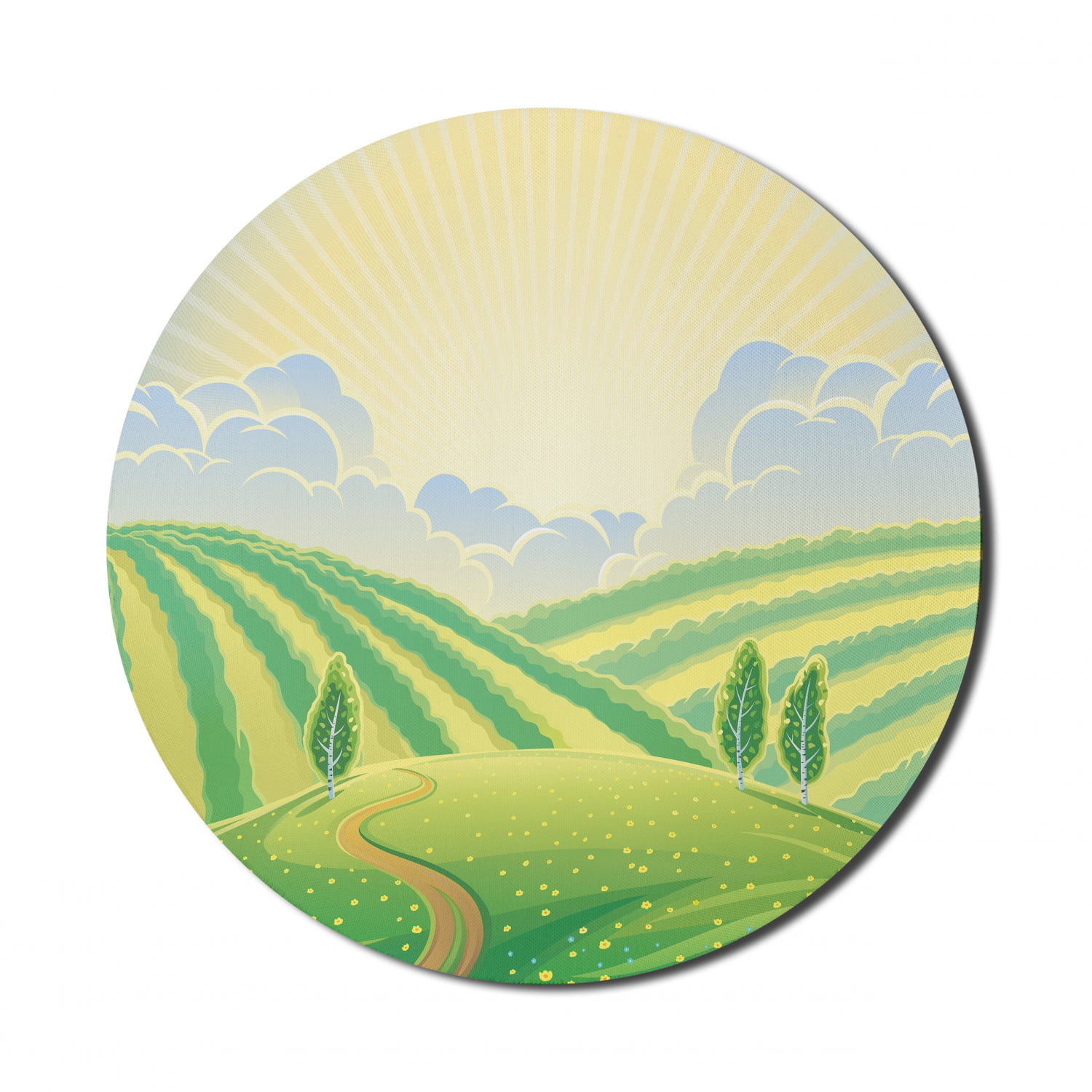 Nature Mouse Pad for Computers, Hills and Sunrise Roads Fields ...