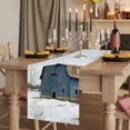 Blue Brown Barn Burlap Cotton Table Runner 18x72 Inches Long, Winter ...