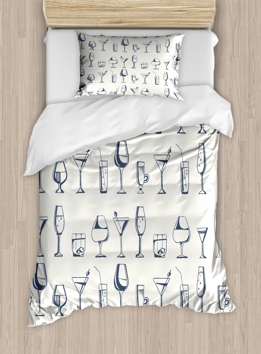 Drink Duvet Cover Set Twin Size, Repeating Pattern with Hand Drawn ...