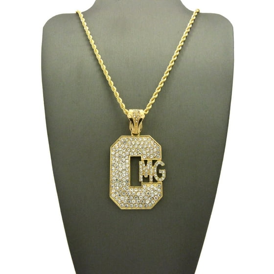 NYFASHION101 - Stone Stud Hip-Hop CMG Initials Pendant w/ Chain ...