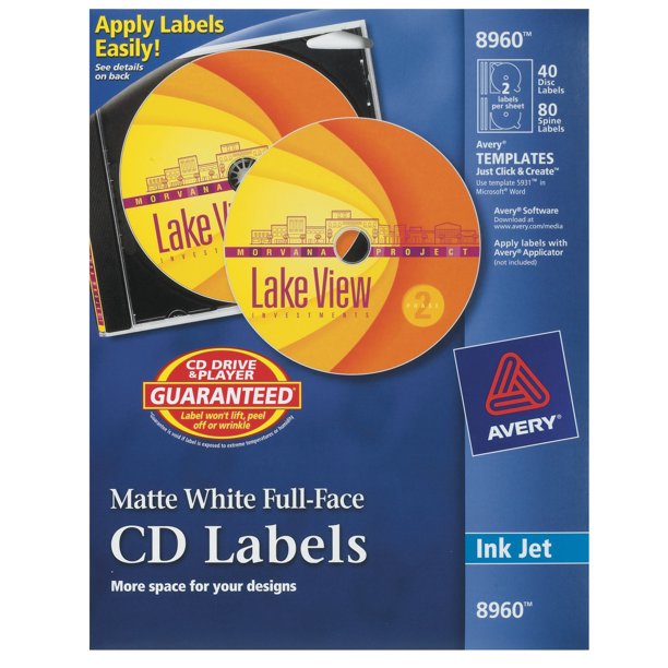 Avery CD Labels, Inkjet, Permanent, (a) CD Labels, White Matte, 40 CD ...