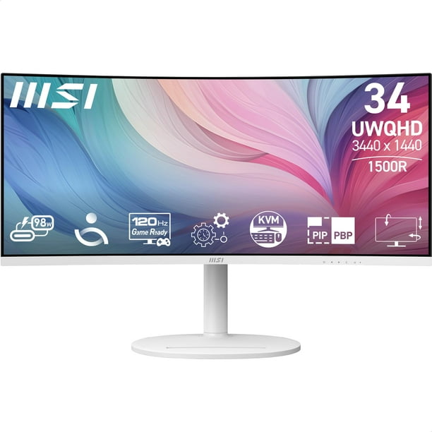 MSI Modern MD342CQPW Monitor LCD con Pantalla Curva UW-QHD de 34", 21:9 ...