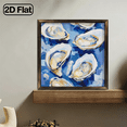 8x8 Inch Blue Oyster Shell Wood Frame Sign, Abstract Square Wall Art ...