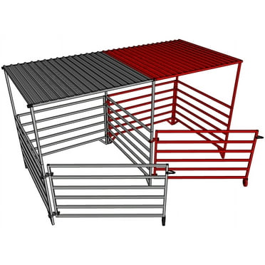 ALUMINUM 5 FT X 10 FT 6 RAIL 40" TALL WALL-MOUNTED SHEEP & GOAT STALL ...