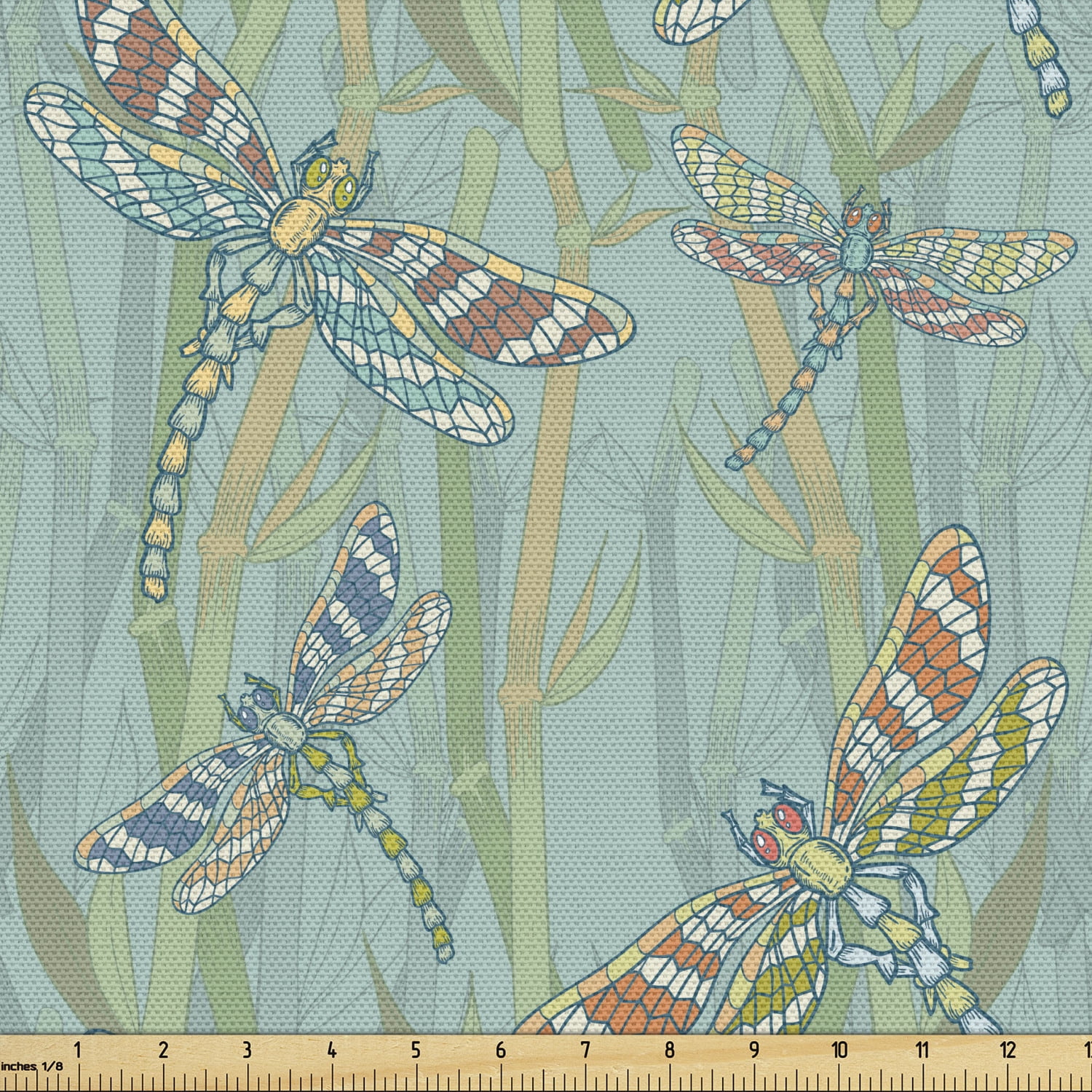Dragonfly Fabric by the Yard, Vintage Art Picture of Abstract Flying ...