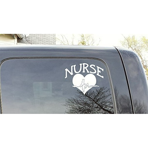 Nurse Car Decal Vinyl Sticker, 7 by 6 , Glossy White - Walmart.com ...