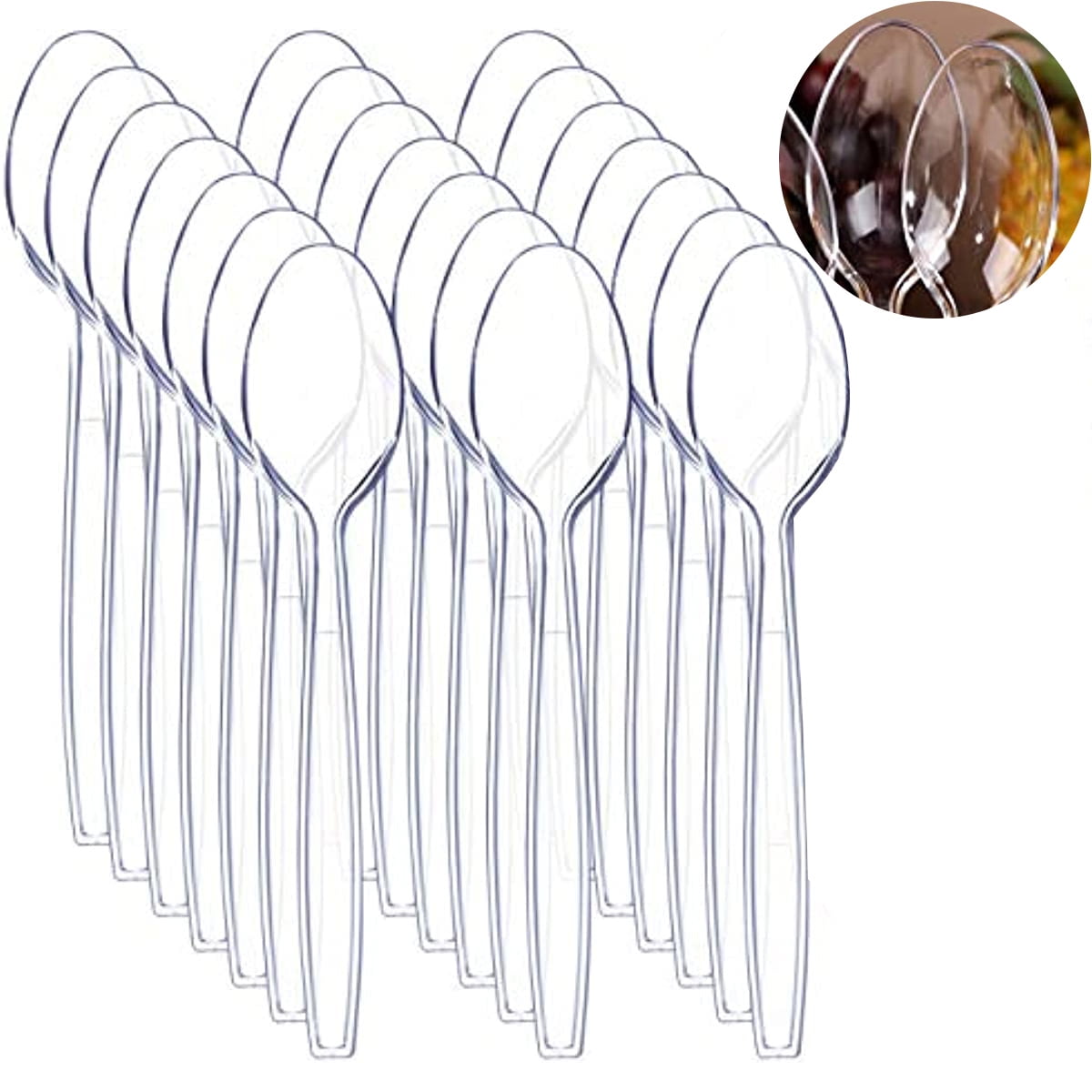 Mrslgxee Clear Plastic Disposable Spoons, Heavy Duty, Crystal ...