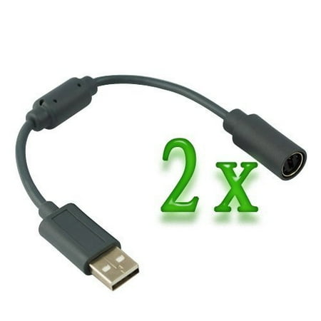 2X Wired Controller USB Breakaway Cable Cord For Microsoft Xbox 360 ...