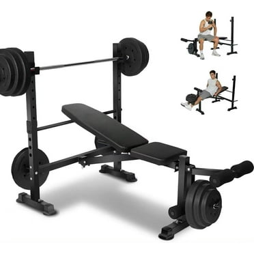OPPSDECOR Adjustable Weight Bench Set with Leg Extension and Leg Curl ...