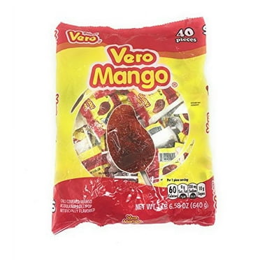 Vero Mexican Spicy Mango Candy Lollipops with Chili Powder, 40 Count ...