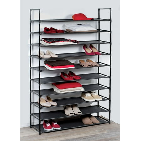 Storage Solutions Black 10 Tier Plastic Shoe Rack and Storage Closet ...