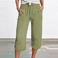 CAUYDY Capris Pants for Women Cotton Linen Casual Summer Straight Wide ...