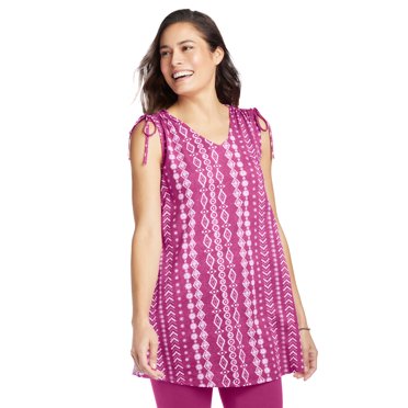 Women's Plus Size Sleeveless Tunic Tank Top - Walmart.com