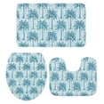 Blue Palm Tree Bathroom Rugs Set Country Linen Texture Tropical Plant ...