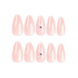 DEEHE Artificial Press On Nails Pure pink bow Reusable Fake Nails Set ...