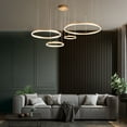 Miumaeov 4 Rings Pendant Light Modern Circular Ceiling Lamp Remote ...