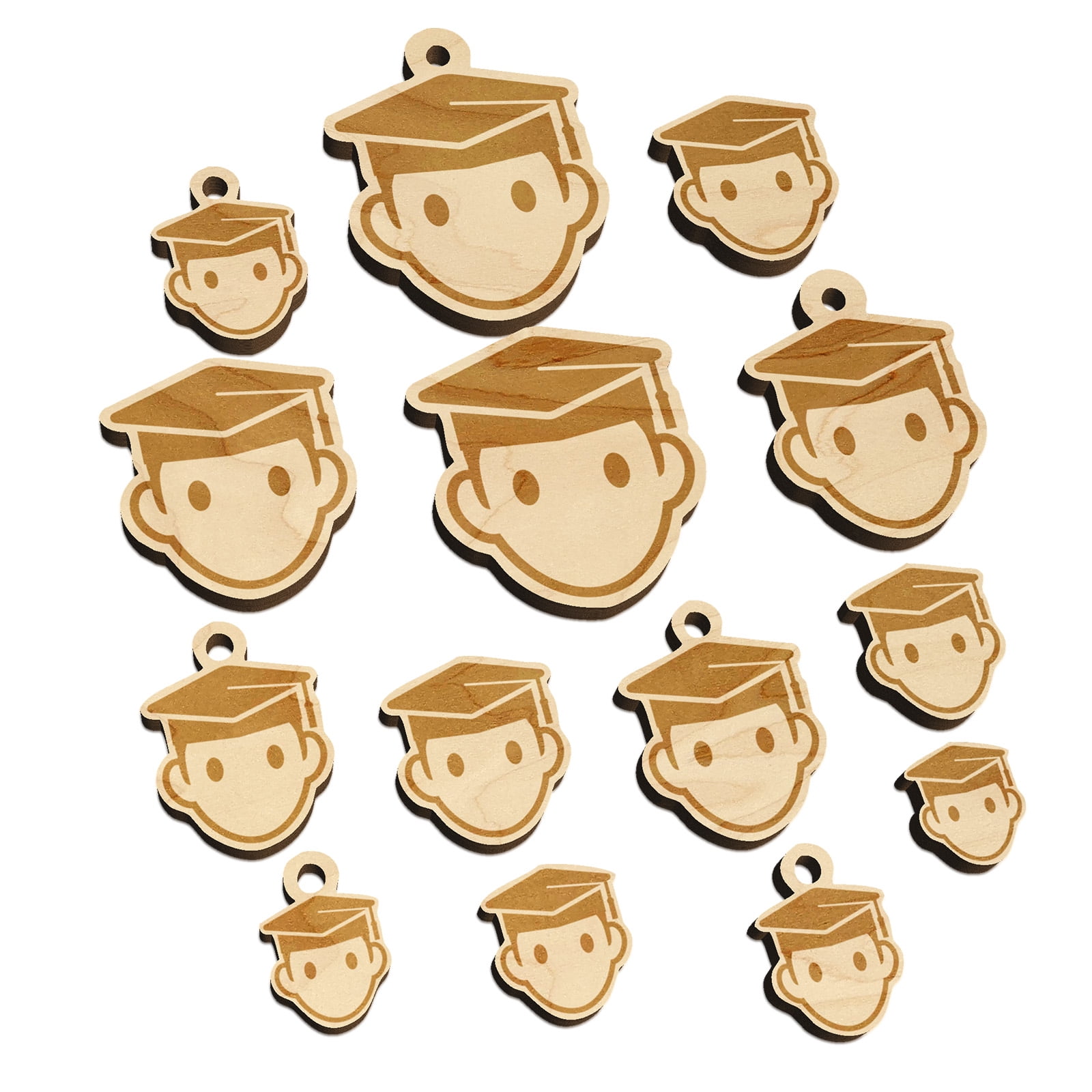 Occupation Student Graduate Cap Graduation Icon Wood Mini Charms Shapes ...