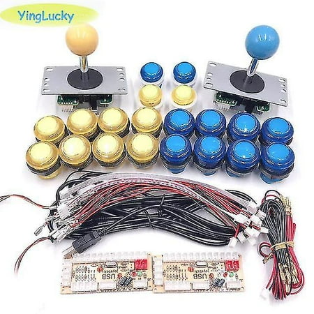 2 Players joystick arcade diy kit led parts button + joysticks + usb encoder controller for mame ...