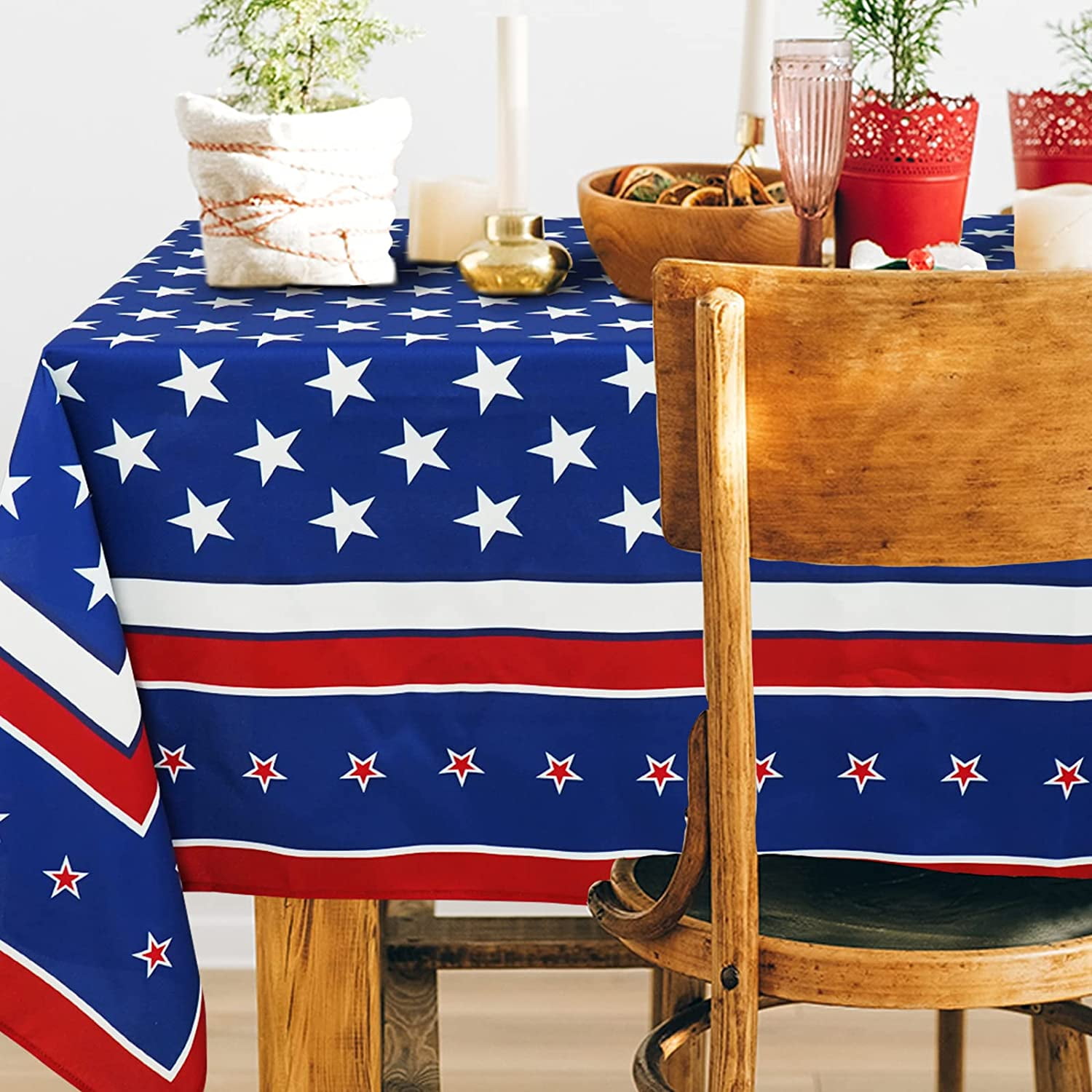 American Flag Memorial Day Patriotic Tablecloths Rectangle 60 x 84 Inch ...