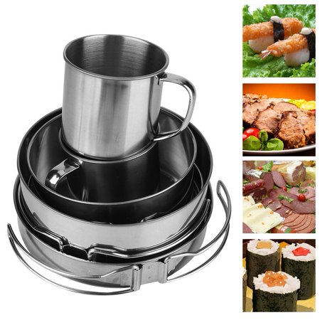 Domqga Cookware Set, Folding Pot, 8-piece Stainless Steel BBQ Bowl ...