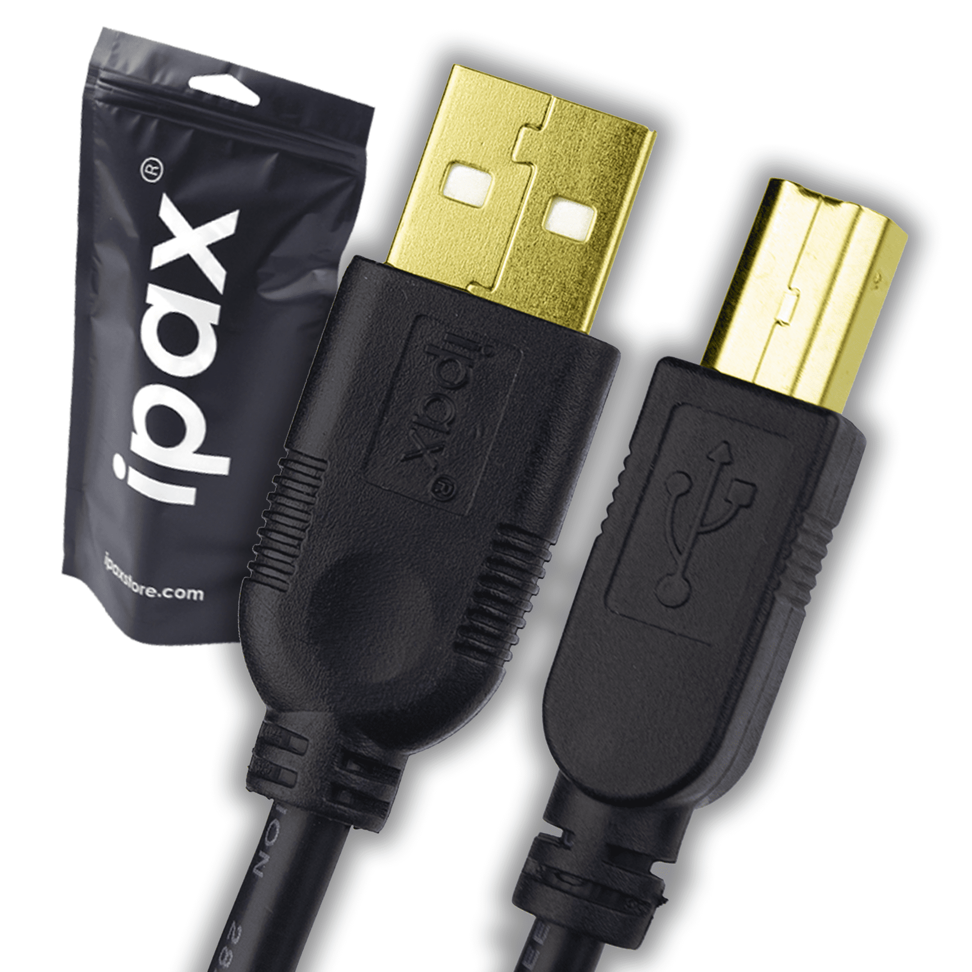 Ipax 6ft Long Black Hi-Speed Hi Performance USB Printer Cable, Gold ...