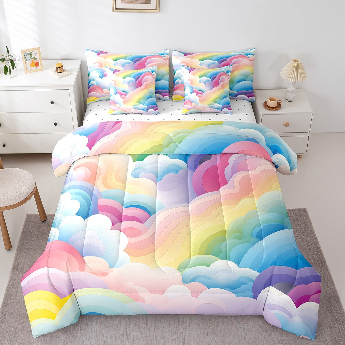 Click here for Yst Girls Rainbow Full Bedding Sets 7-Piece Colorf... prices