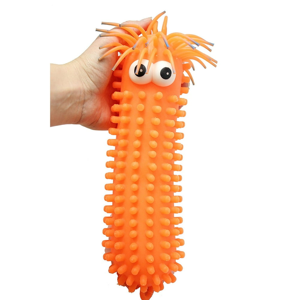 (ORANGE) Giant Knobby Puffer Worm - Sensory Fidget and Stress Balls ...